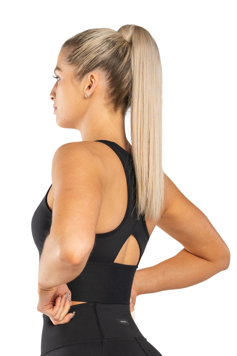 Cut Out Long Line Bra - BLACK – morfa